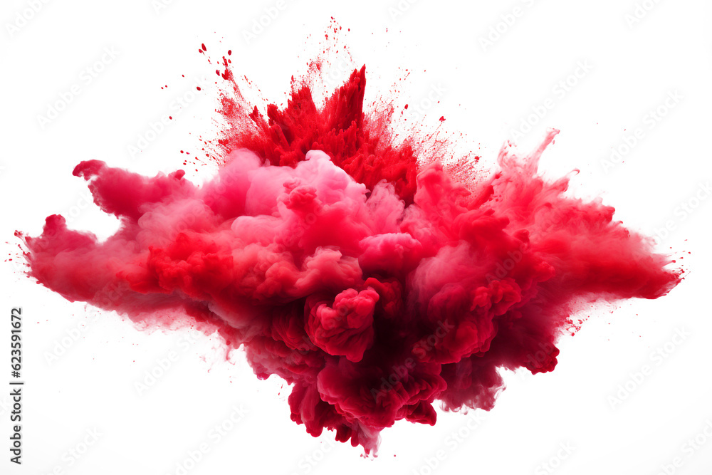 bright red holi paint color powder festival explosion burst isolated ...