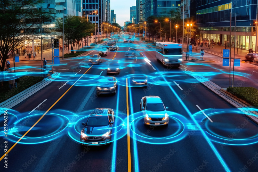 Transportation and technology concept. ITS (Intelligent Transport ...