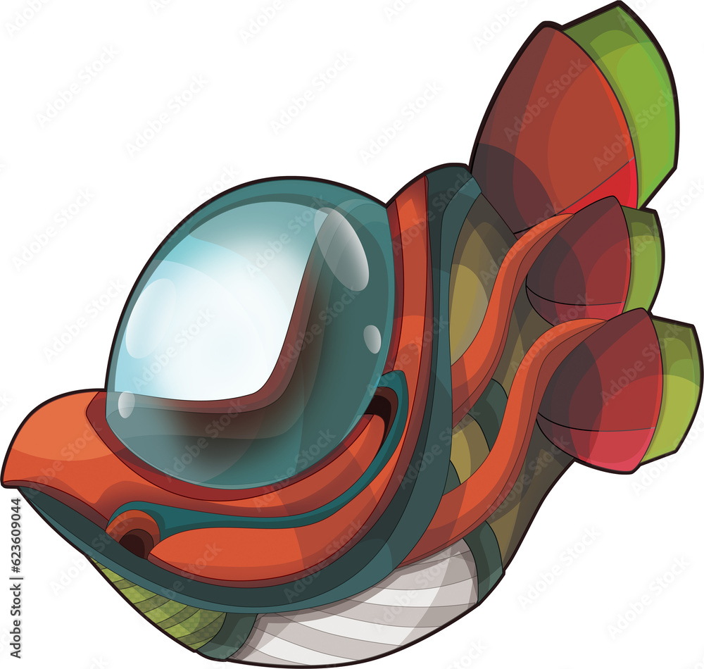 Cartoon alien creature on a ufo space ship or star ship transportation ...