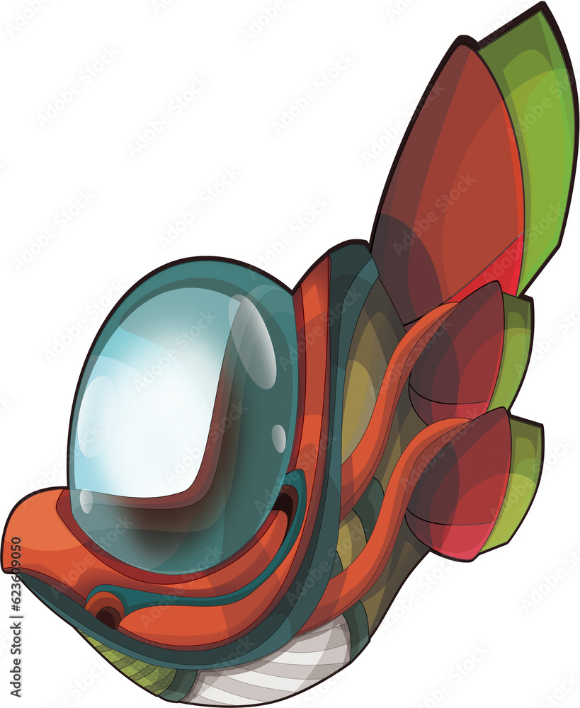 Cartoon alien creature on a ufo space ship or star ship transportation ...