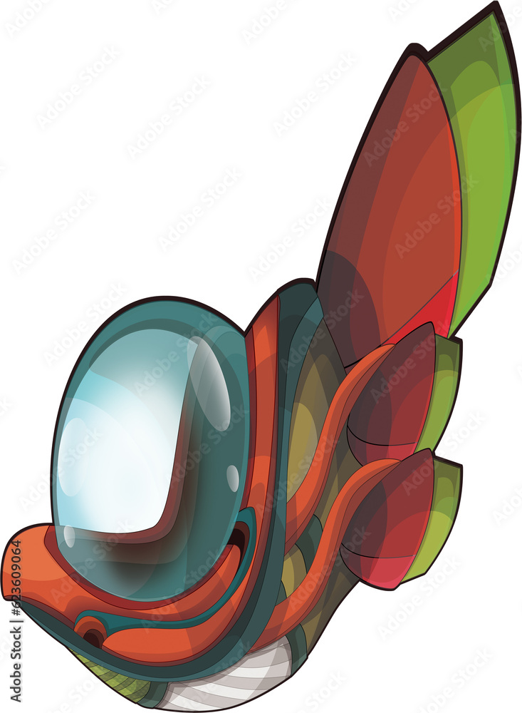 Cartoon alien creature on a ufo space ship or star ship transportation ...