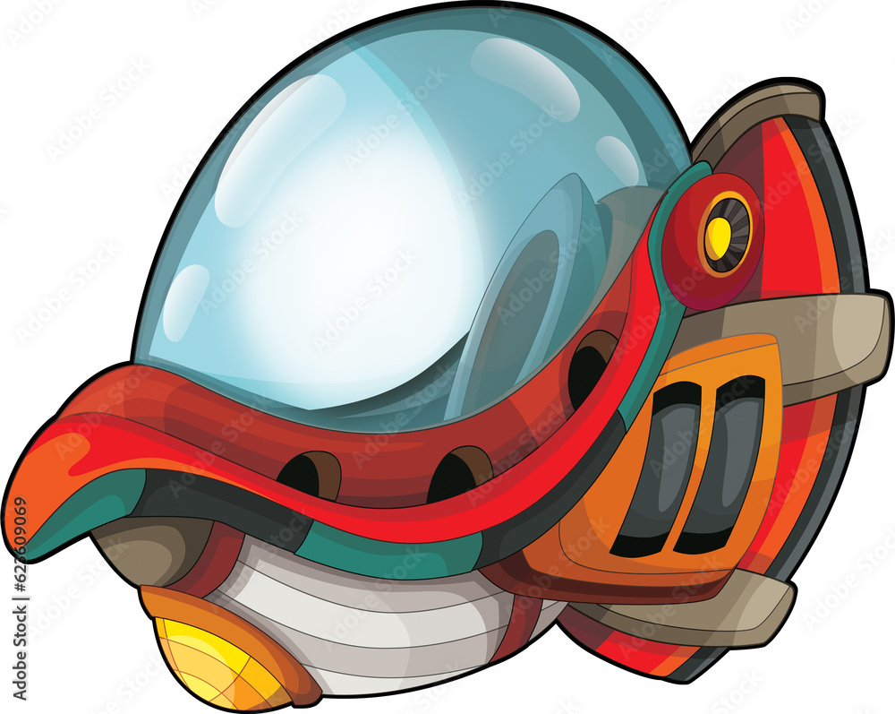 Cartoon alien creature on a ufo space ship or star ship transportation ...