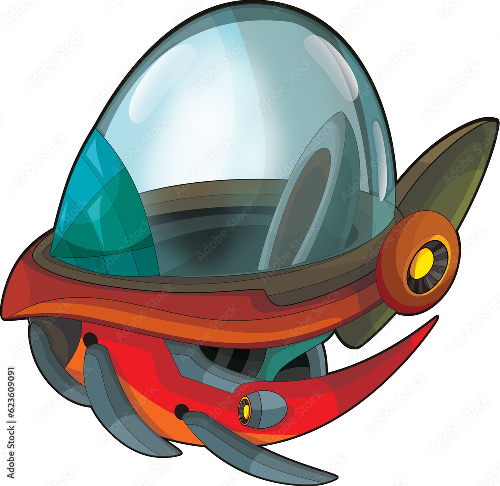 Cartoon alien creature on a ufo space ship or star ship transportation ...