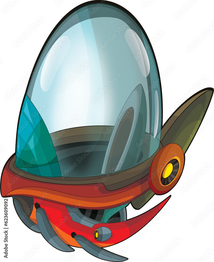 Cartoon alien creature on a ufo space ship or star ship transportation ...