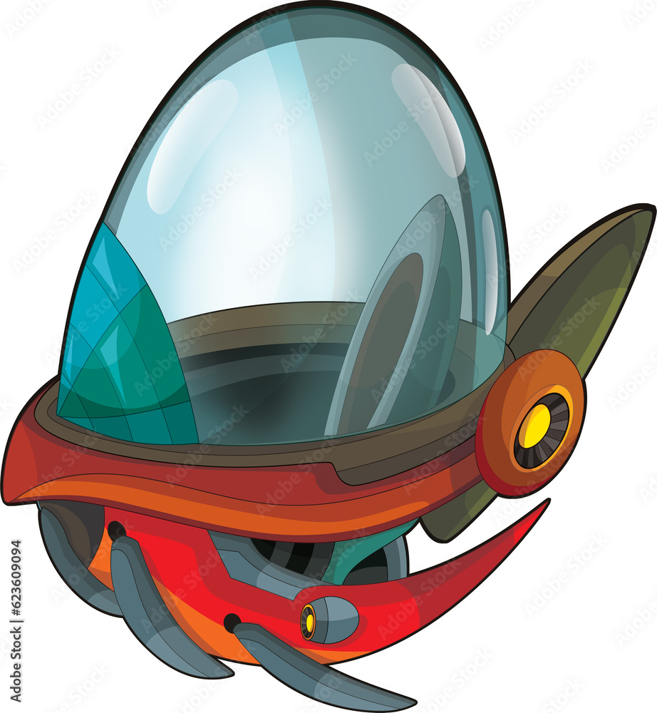 Cartoon alien creature on a ufo space ship or star ship transportation ...