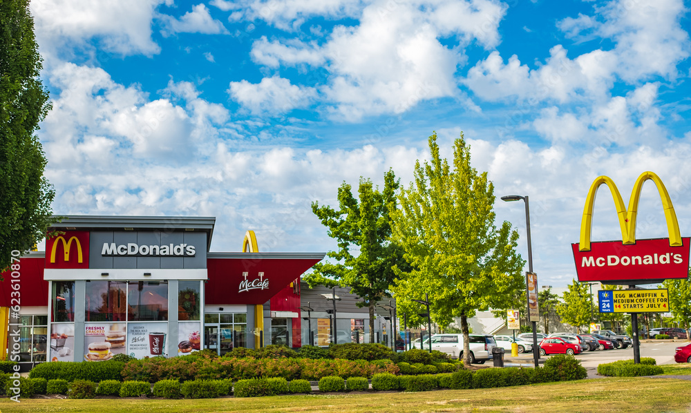 McDonald's Restaurant in Surrey Canada. McDonald stores drive thru open ...