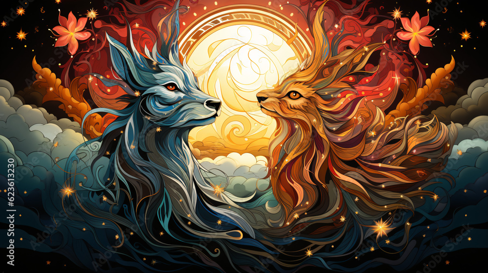 Abstract Animalia: A Vibrant Mosaic of Dogs, Cats, and Exotic Creatures ...
