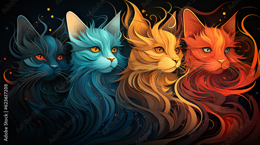 Abstract Animalia: A Vibrant Mosaic of Dogs, Cats, and Exotic Creatures ...