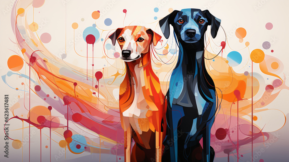 Abstract Animalia: A Vibrant Mosaic of Dogs, Cats, and Exotic Creatures ...