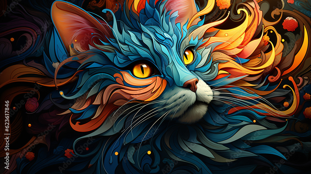 Abstract Animalia: A Vibrant Mosaic of Dogs, Cats, and Exotic Creatures ...