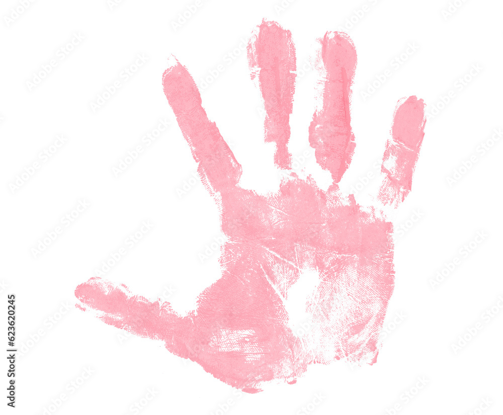pink hand print isolated on transparent background human palm and ...