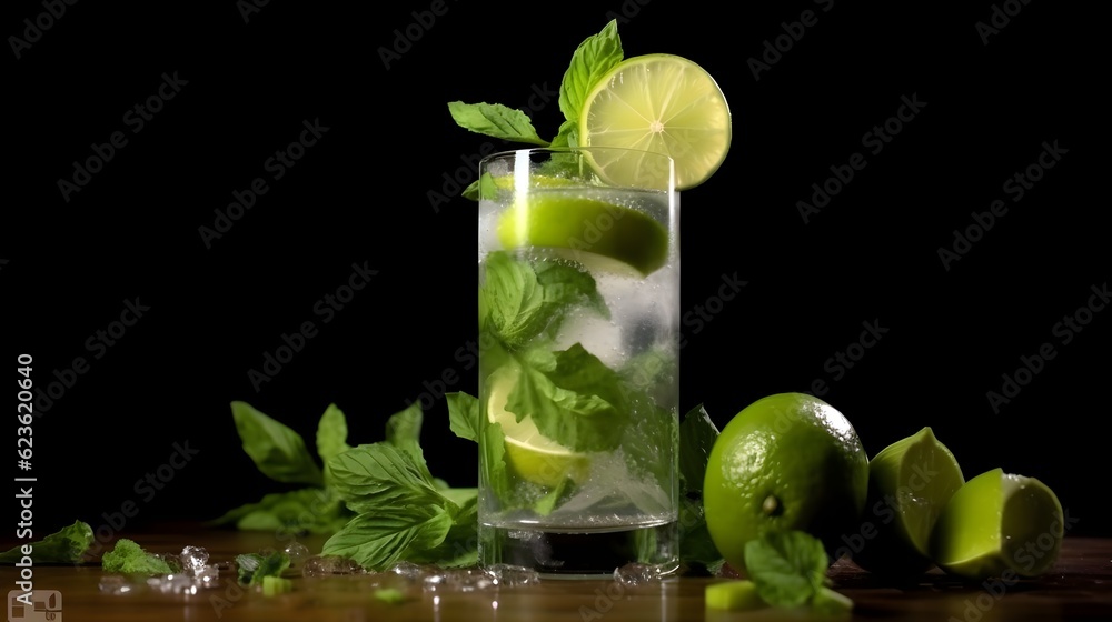 Mojito drink, showcasing its vibrant colors and enticing presentation ...