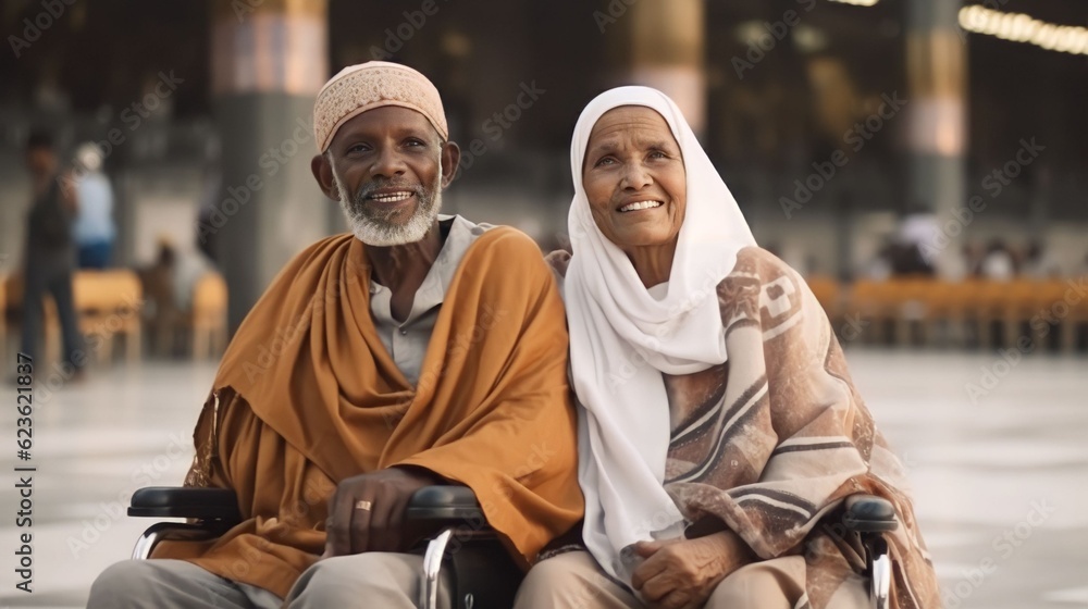 Muslim couples with dissability sitting in wheelchair and holding Quran ...