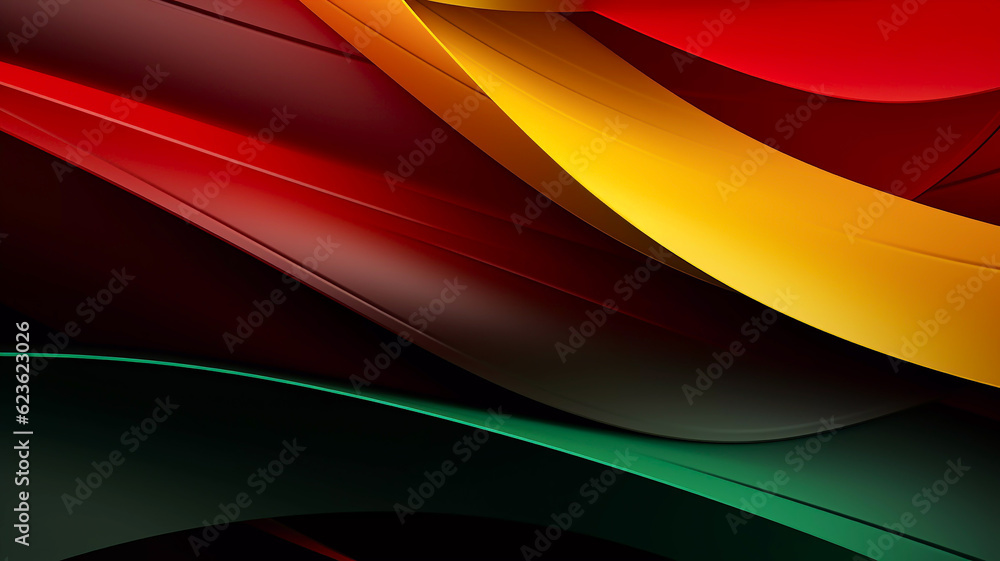 Black History Month illustration red yellow and green swirling ribbons ...