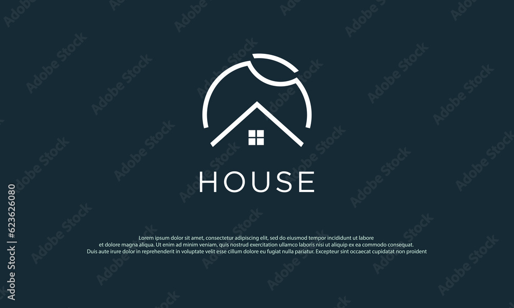 House Logo. House Symbol Geometric Linear Style isolated on Double ...