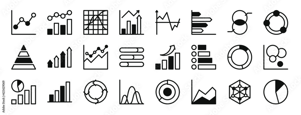 Vetor de set of 24 outline web charts and diagrams icons such as line ...