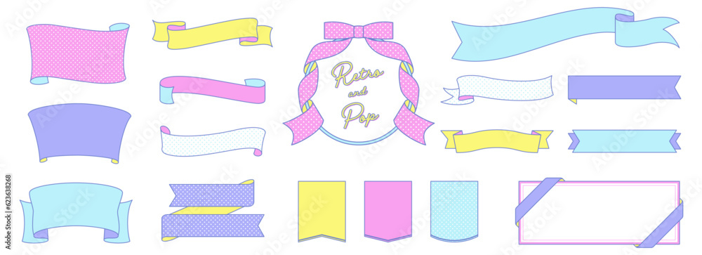 retro cute 80's style ribbon frame design เวกเตอร์สต็อก | Adobe Stock