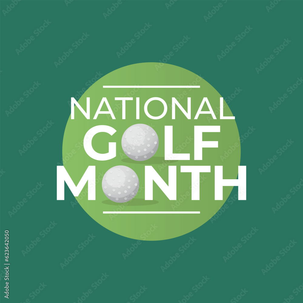national golf month design template for celebration. golf ball vector ...