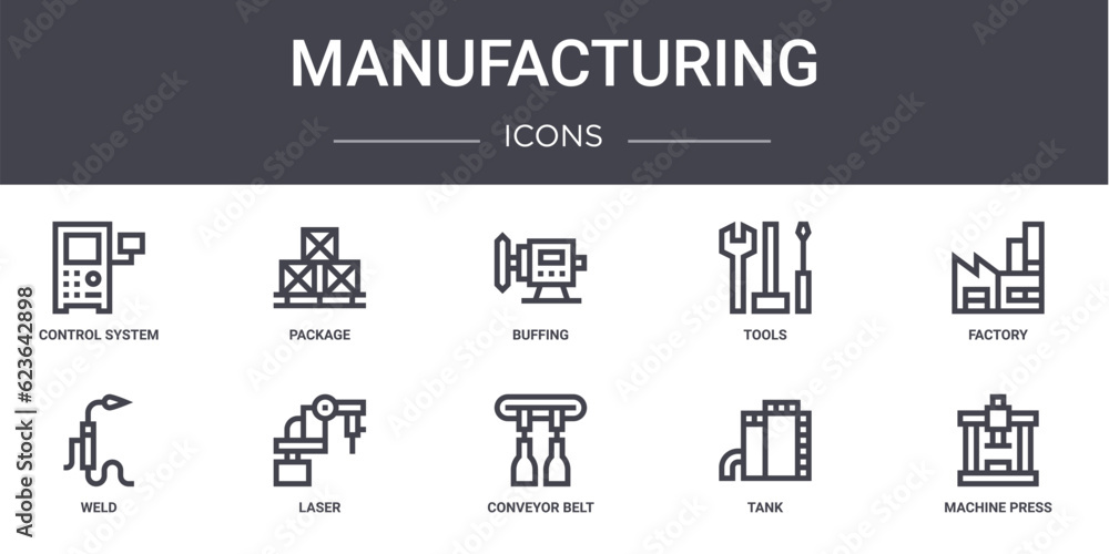 manufacturing concept line icons set. contains icons usable for web ...