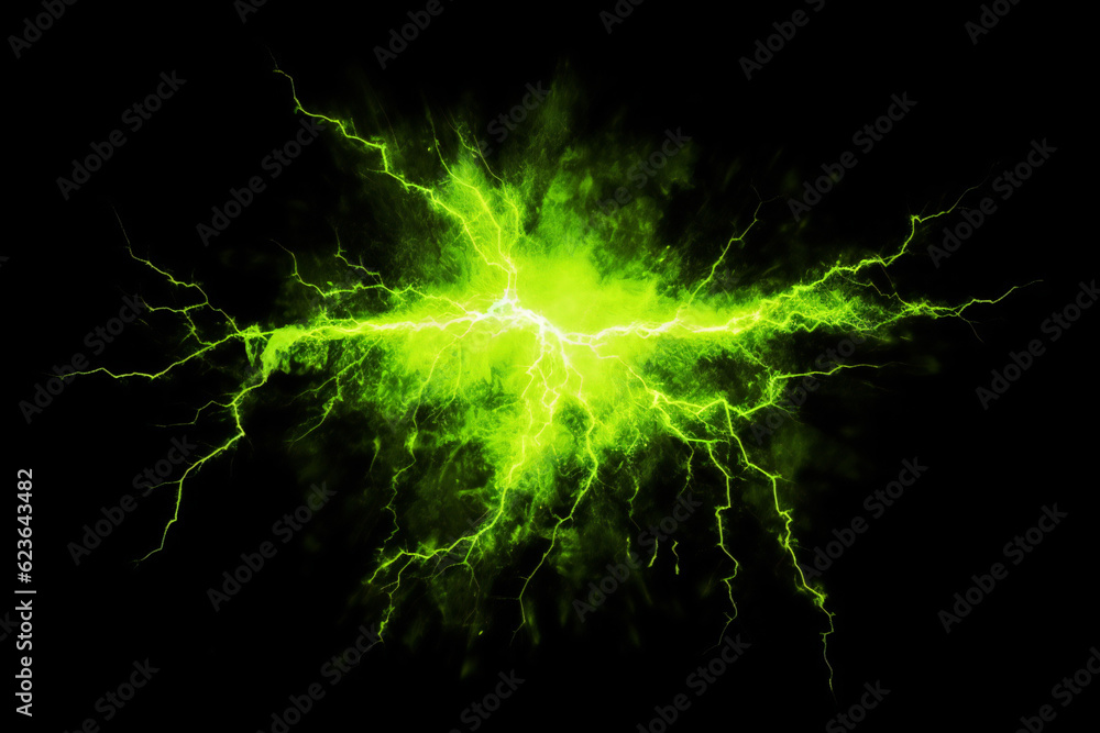 Luminous Power: An electrifying abstract neon green lightning burst ...