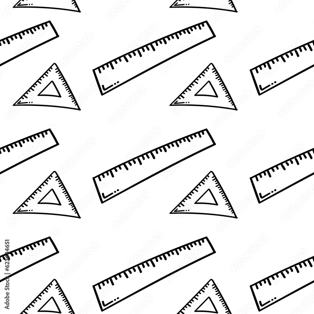 Ruler seamless pattern, doodle ruler patern, hand drawn ruler Stock ...