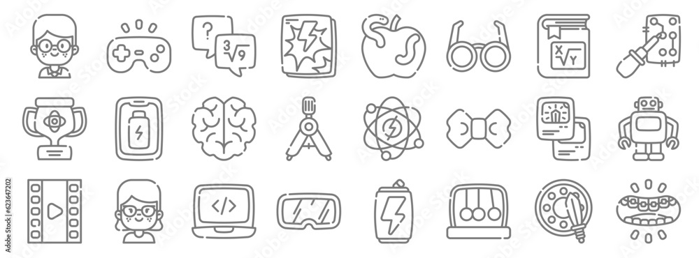 nerd line icons. linear set. quality vector line set such as brackets ...