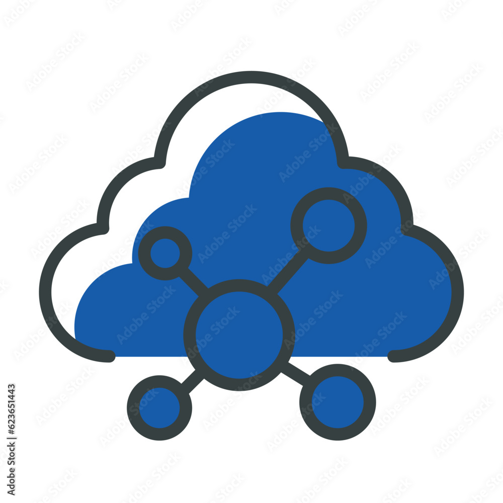 cloud computing themed icon design with several additional icons that ...
