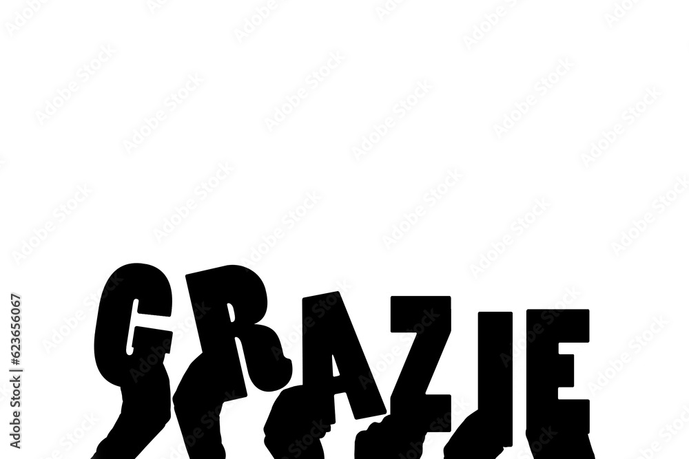 Digital png illustration of hands with grazie text on transparent ...