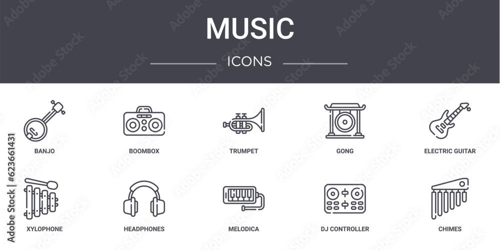 music concept line icons set. contains icons usable for web, logo, ui ...