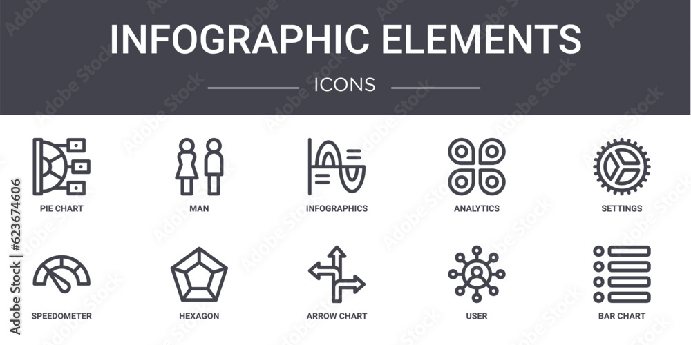 infographic elements concept line icons set. contains icons usable for ...