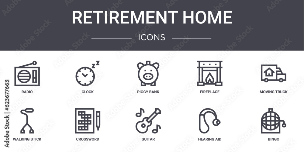 retirement home concept line icons set. contains icons usable for web ...