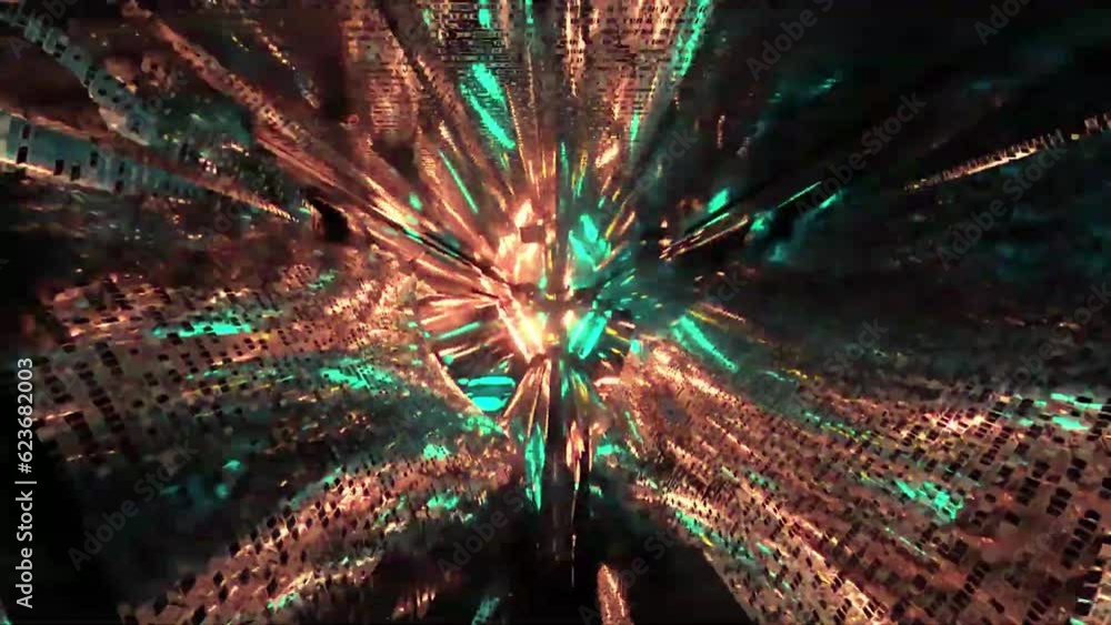 Flight in abstract sci-fi tunnel seamless loop. Futuristic VJ motion graphics for music video ...