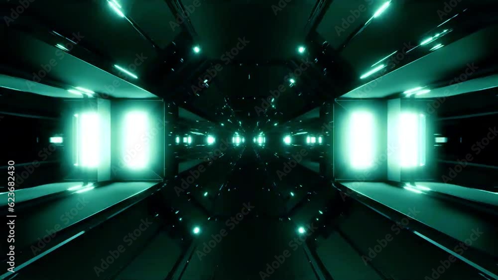 Stockvideon Flight in abstract sci-fi tunnel seamless loop. Futuristic VJ motion graphics for ...