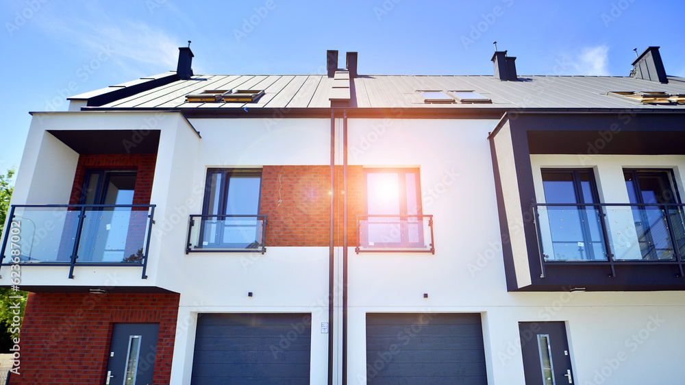 New single family houses in a new development area. Residential homes ...