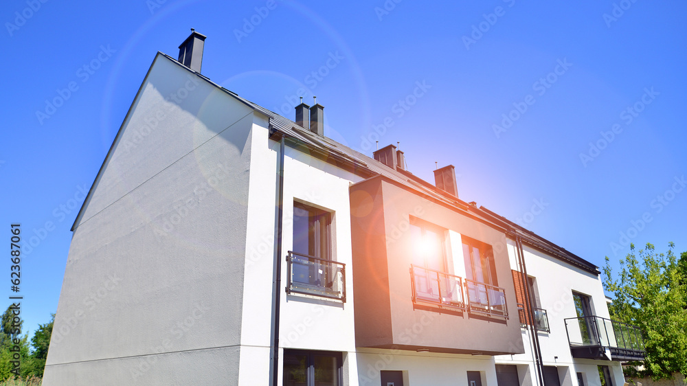 New single family houses in a new development area. Residential homes ...