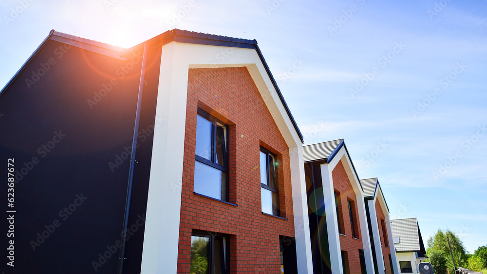 New single family houses in a new development area. Residential homes ...