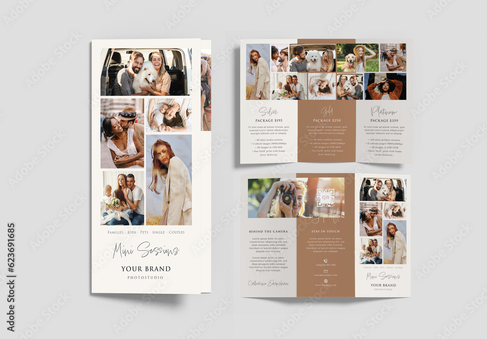 Photography Mini Sessions Pricing Guide Trifold Brochure Leaflet Template Stock Template | Adobe ...