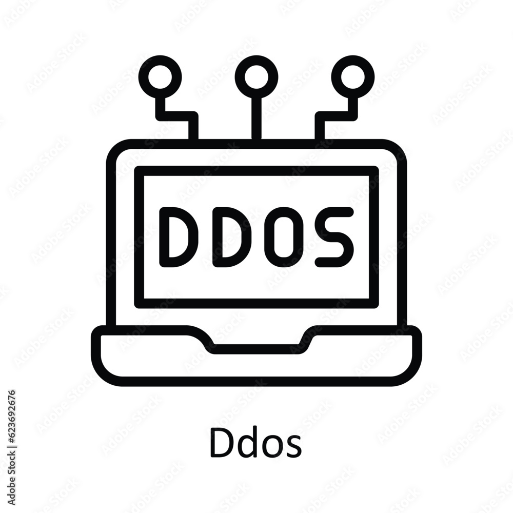 Ddos Vector outline Icon Design illustration. Cyber security Symbol on ...