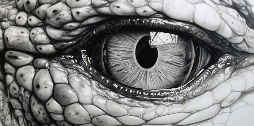 Hyper-realistic Pencil Sketch: Alligator Eye, generative ai Stock ...