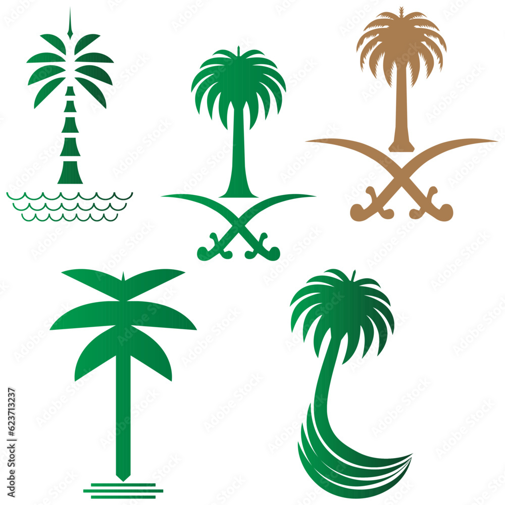 Palm trees, symbol of Saudi, Islamic Stock Vector | Adobe Stock