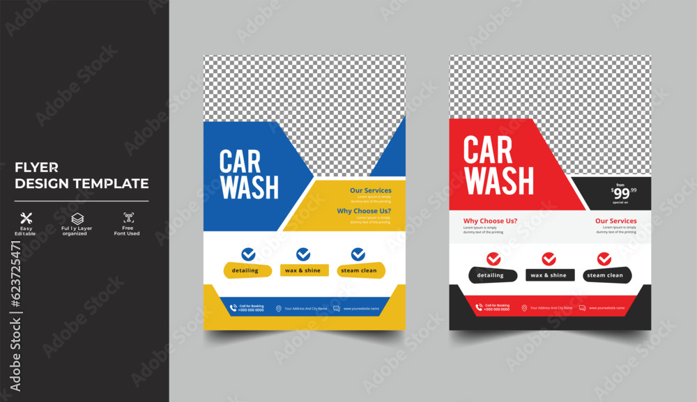 Car Wash Flyer Design Template, Car Cleaning Service Leaflet Poster ...