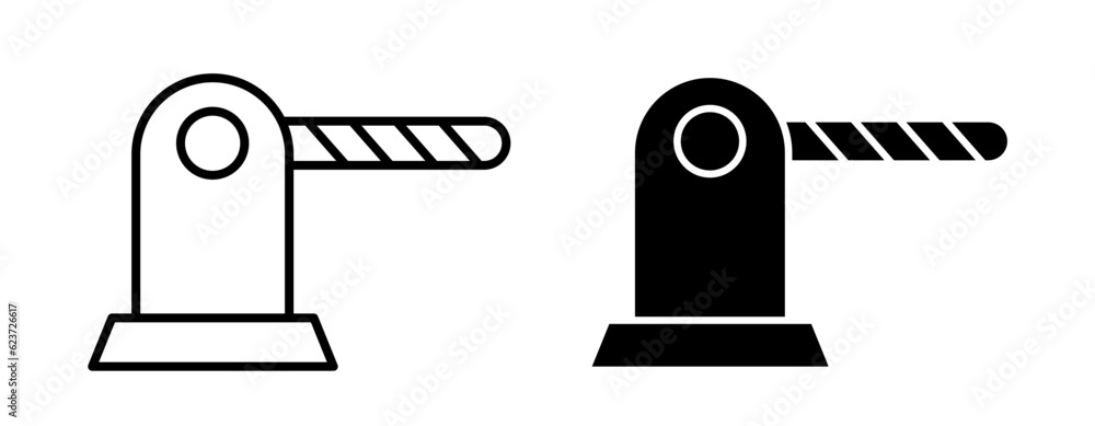 underground car parking barrier gate icon set. toll booth barrier ...