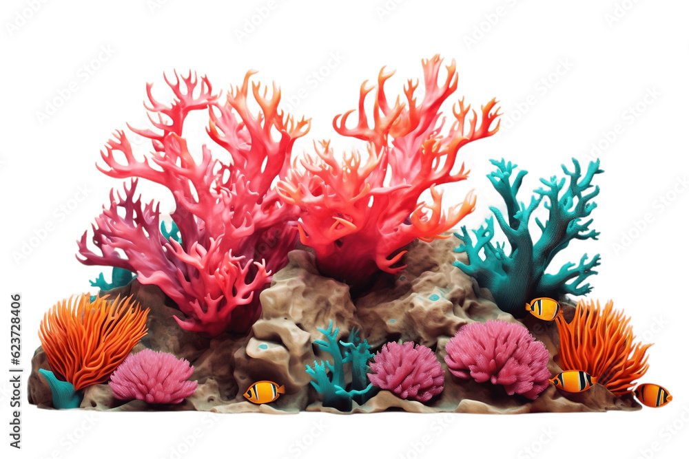 Isolated Coral Reef on Transparent Background. Generative AI Stock ...
