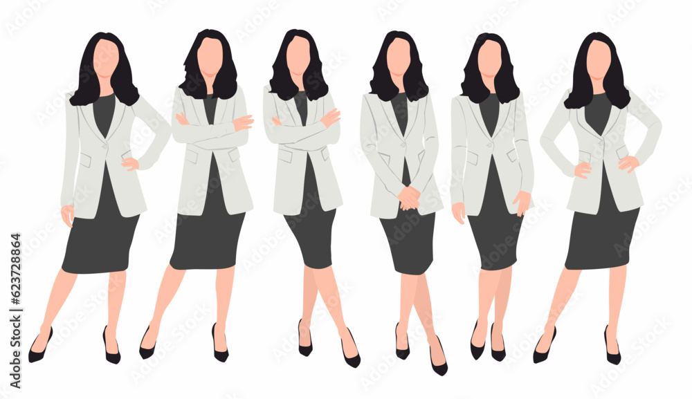 Elegant pretty business woman in formal clothes. Base wardrobe ...