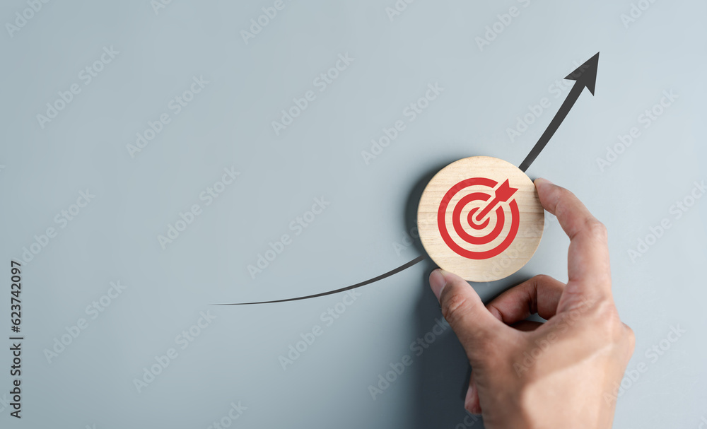 Business target growth and arrow icon for planning and management ...