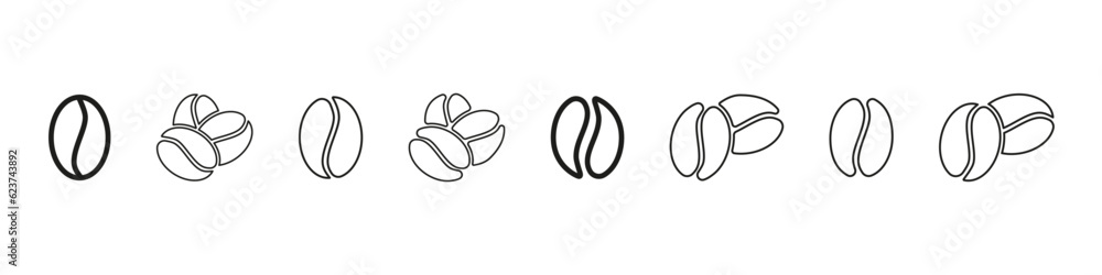 Coffee bean icon. Coffee seed sign set. Caffeine vector symbol isolated ...
