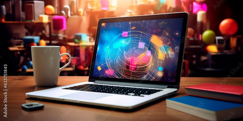contemporary back to school background with a digital touch, showcasing ...