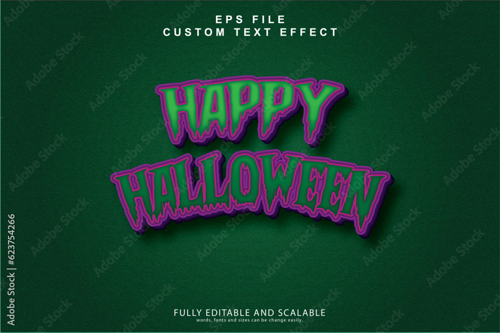 Editable 3d text effect Happy Halloween 3d cartoon template style ...