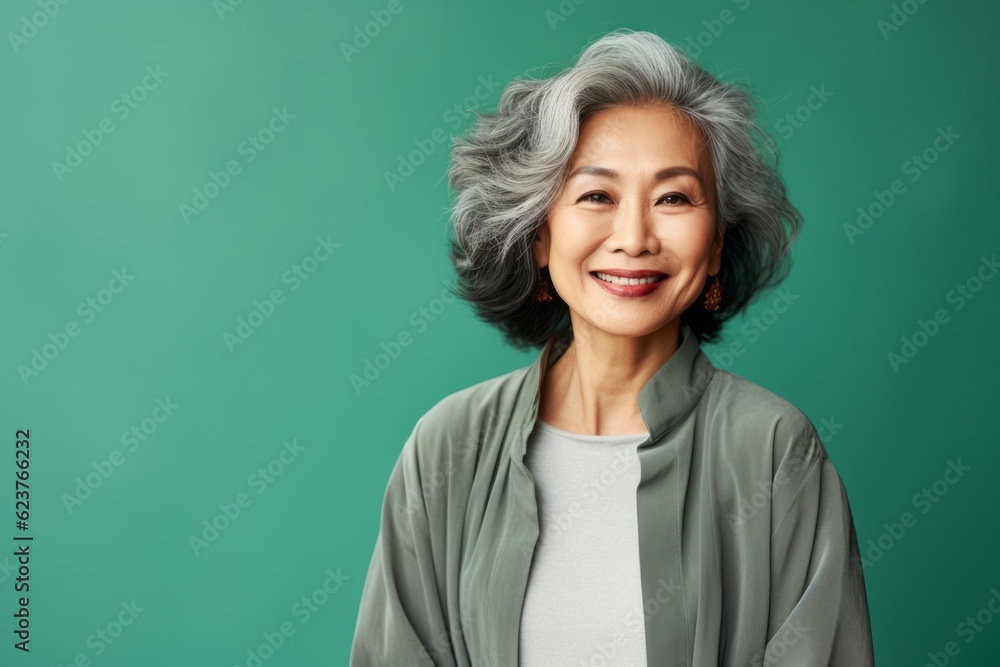 Portrait photography of a satisfied Chinese woman in her 60s wearing a ...