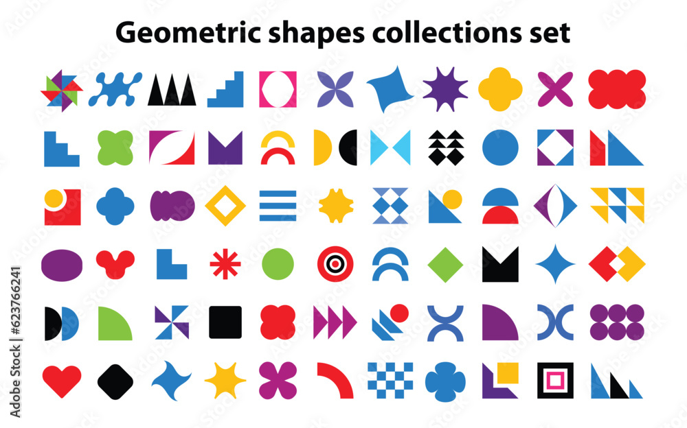 Geometric and abstract shapes collections set. Brutalism basic forms ...